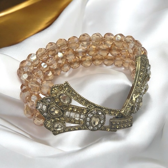 Jewelry | Champagne Gold Art Deco Rhinestone Bracelet | Poshmark